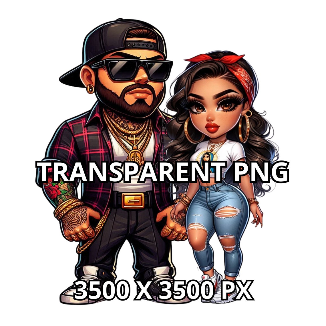 Chibi Chicano Couple Clipart, TRANSPARENT PNG, Latin Couple Png, Love ...