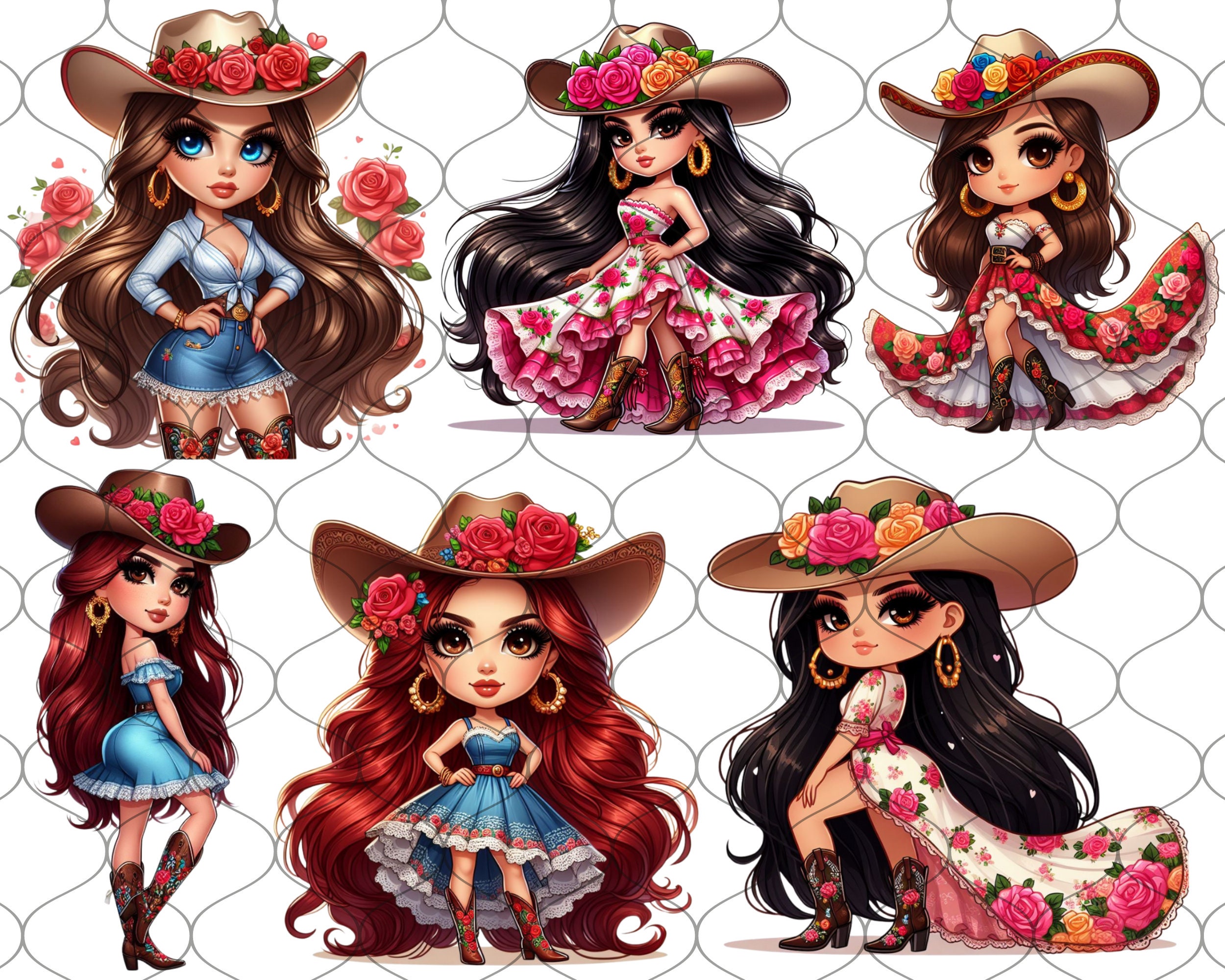Beautiful Chibi Latina Cowgirl, 60 Png, Western Girl Png, Cowgirl Png ...