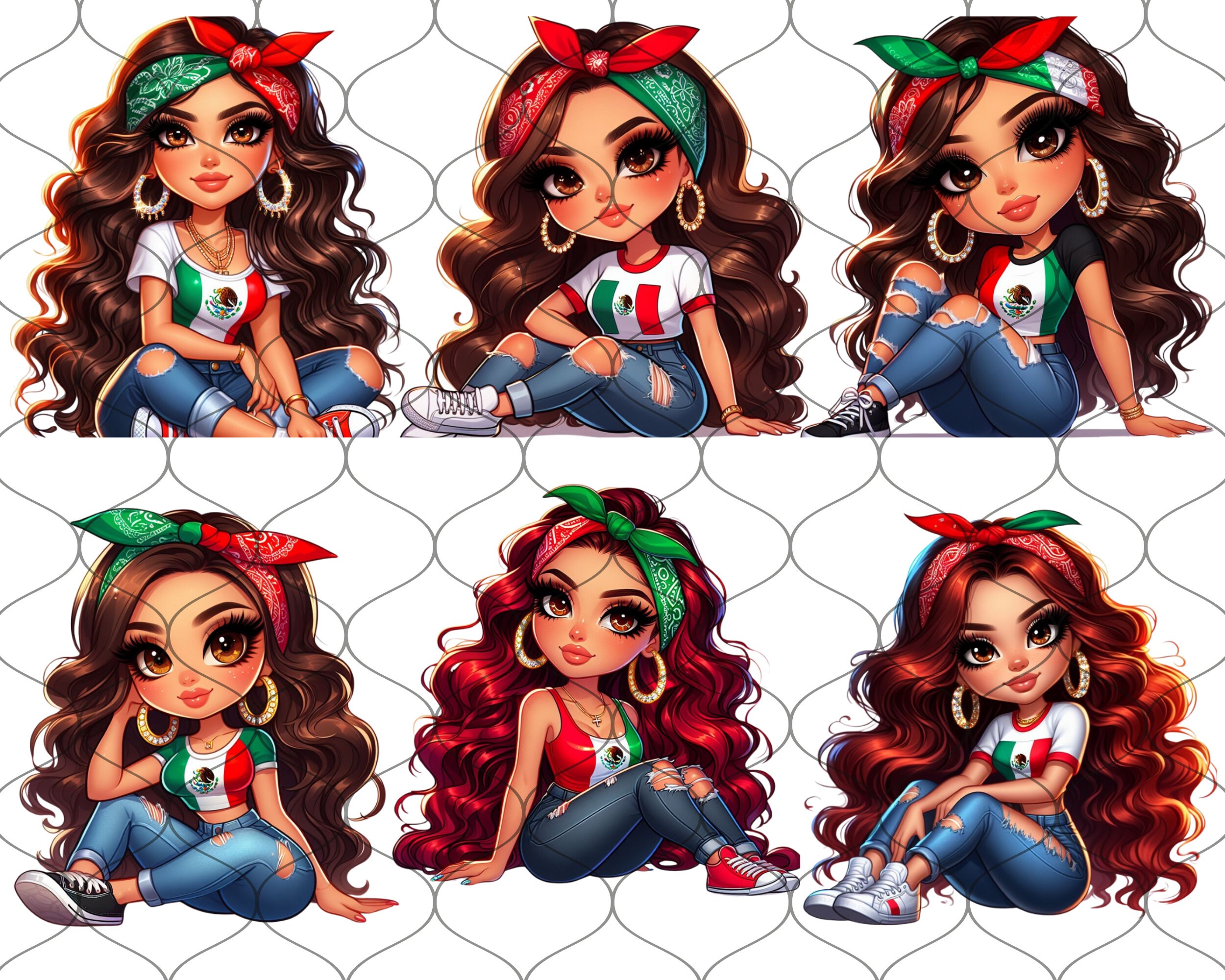 Chibi Proud Chicana, 30 PNG, Chicana Clipart, Chibi Dolls Png, Chibi ...