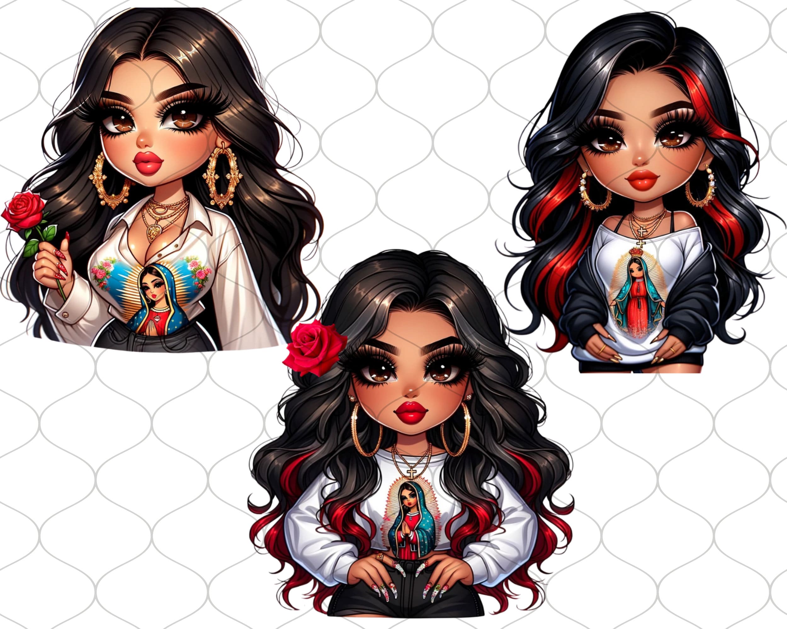 Chibi Chicana Woman, 26 Png, Chicana Clipart, Chibi Dolls Png, Chibi ...