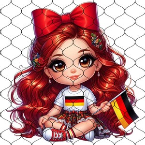 Chibi Cute German Red Hair Baby Girl Clipart, 25 PNG, Germany Png ...