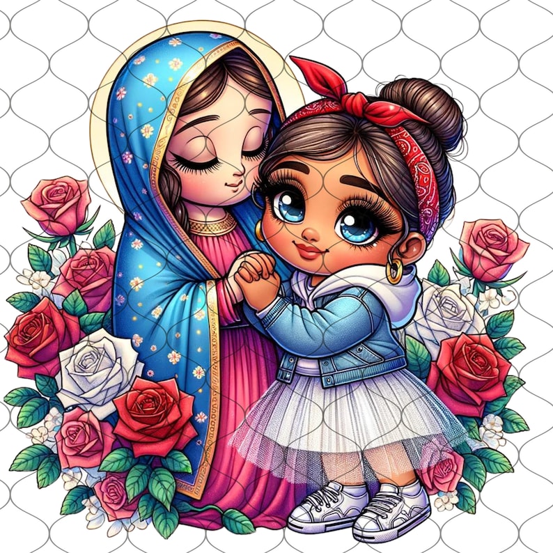Chibi Cute Latina Baby Girl Virgin Mary Png, 12 Png, Latina Princess ...