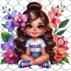 Chibi Cute Belizean Baby Girl Clipart, 30 PNG, Chibi Belizean Girl ...