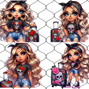 Chibi Travel Blonde Chicana, 30 PNG, Chicana Png, Travel Girl Clipart ...