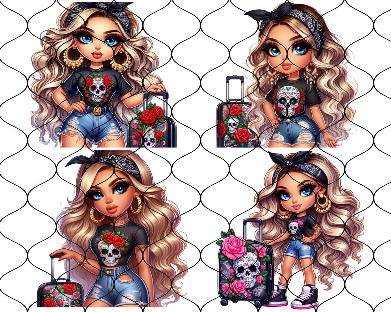 Chibi Travel Blonde Chicana, 30 PNG, Chicana Png, Travel Girl Clipart ...