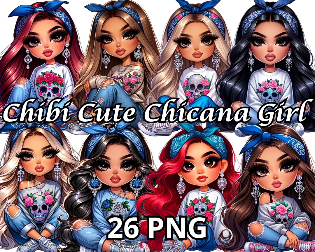 Chibi Cute Chicana Girl, 26 PNG, Chicana Clipart, Chibi Dolls Png ...