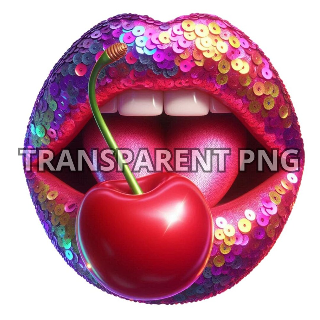 Sequined Lips Png, TRANSPARENT PNG, Sublimation Lips, Cherries Png ...