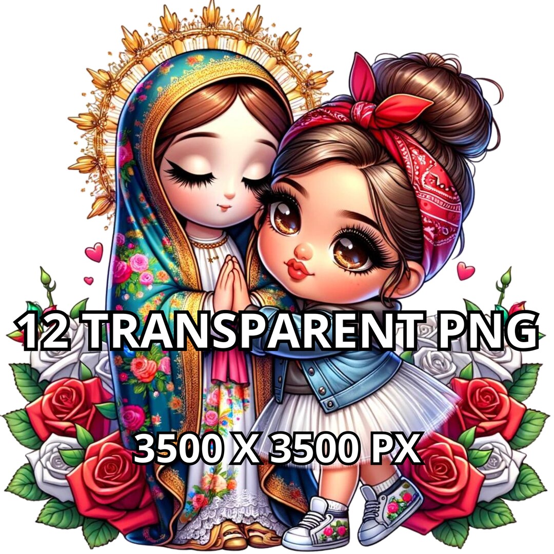 Chibi Cute Latina Baby Girl Virgin Mary Png, 12 Png, Latina Princess ...
