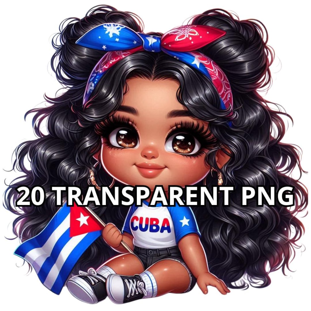 Chibi Cute Cuban Baby Girl Clipart, 20 PNG, Cuban Girl Png, Cuba Png ...