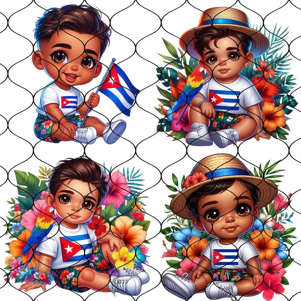 Chibi Cute Cuban Baby Boy Clipart, 25 PNG, Cuban Boy Png, Cuba Png ...