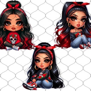 Chibi Cute Chicana Girl, 25 PNG, Chicana Clipart, Chibi Dolls Png ...