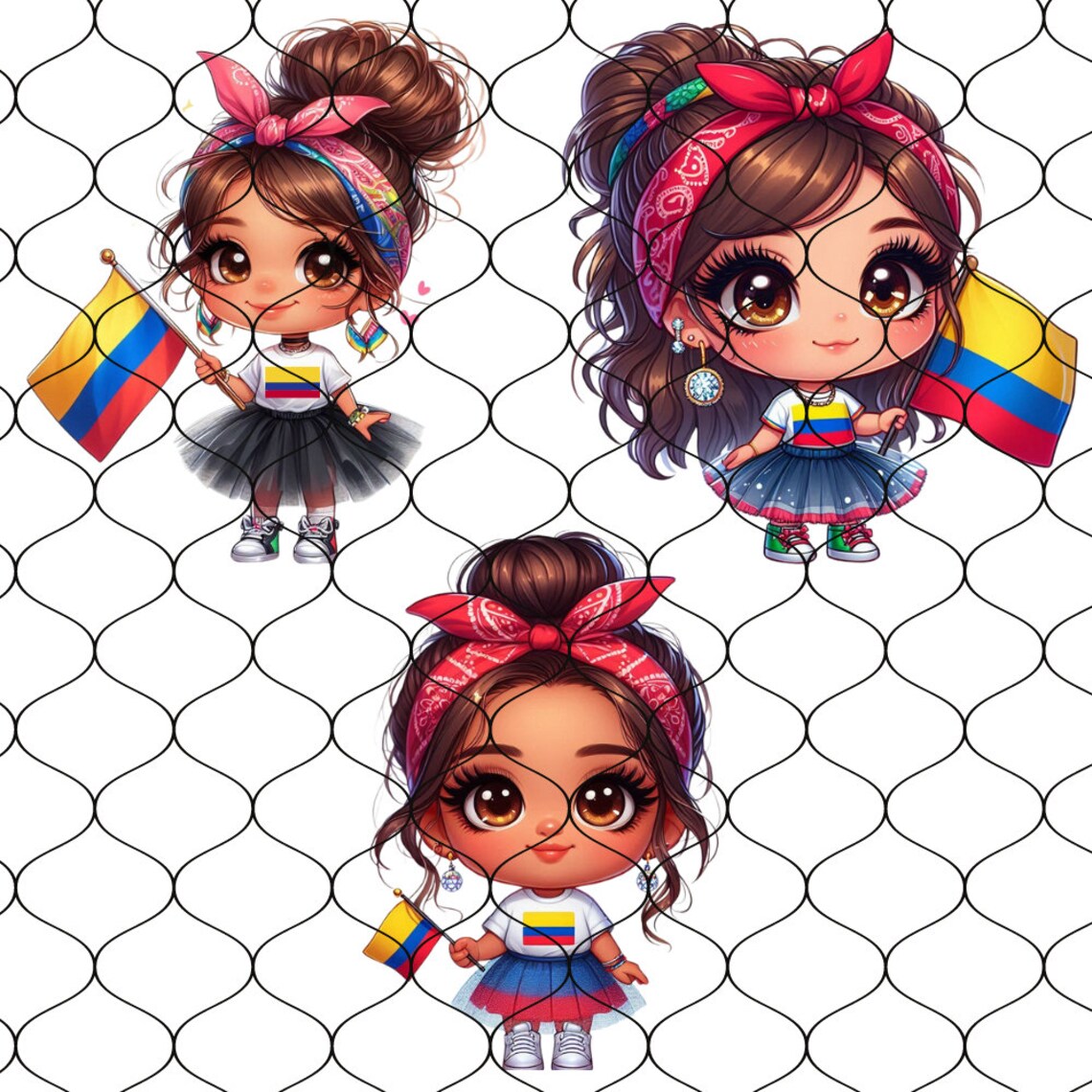 Chibi Cute Colombian Baby Girl Png, 20 Png, Colombian Girl, Proud ...
