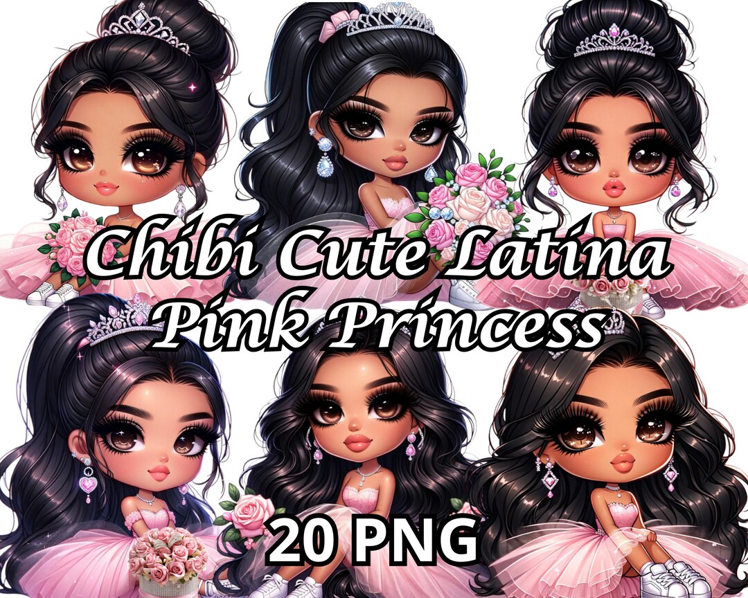 Chibi Cute Latina Pink Princess,20 PNG, Chibi Dolls Png, Chibi Girl Png ...
