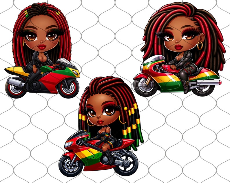 Chibi Rasta Biker, 20 Png, Black Girl Magic Png, Chibi African American ...