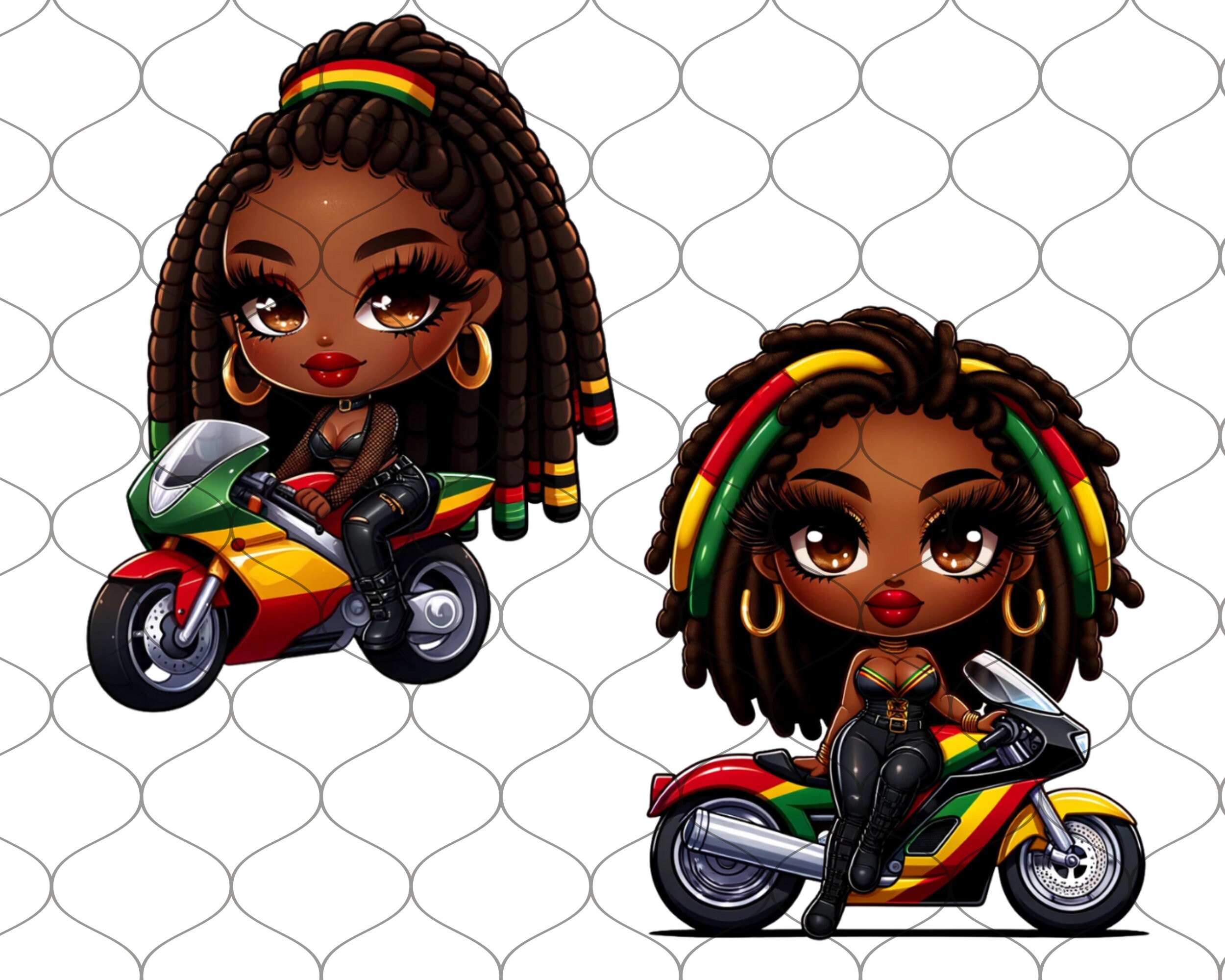 Chibi Rasta Biker, 20 Png, Black Girl Magic Png, Chibi African American ...
