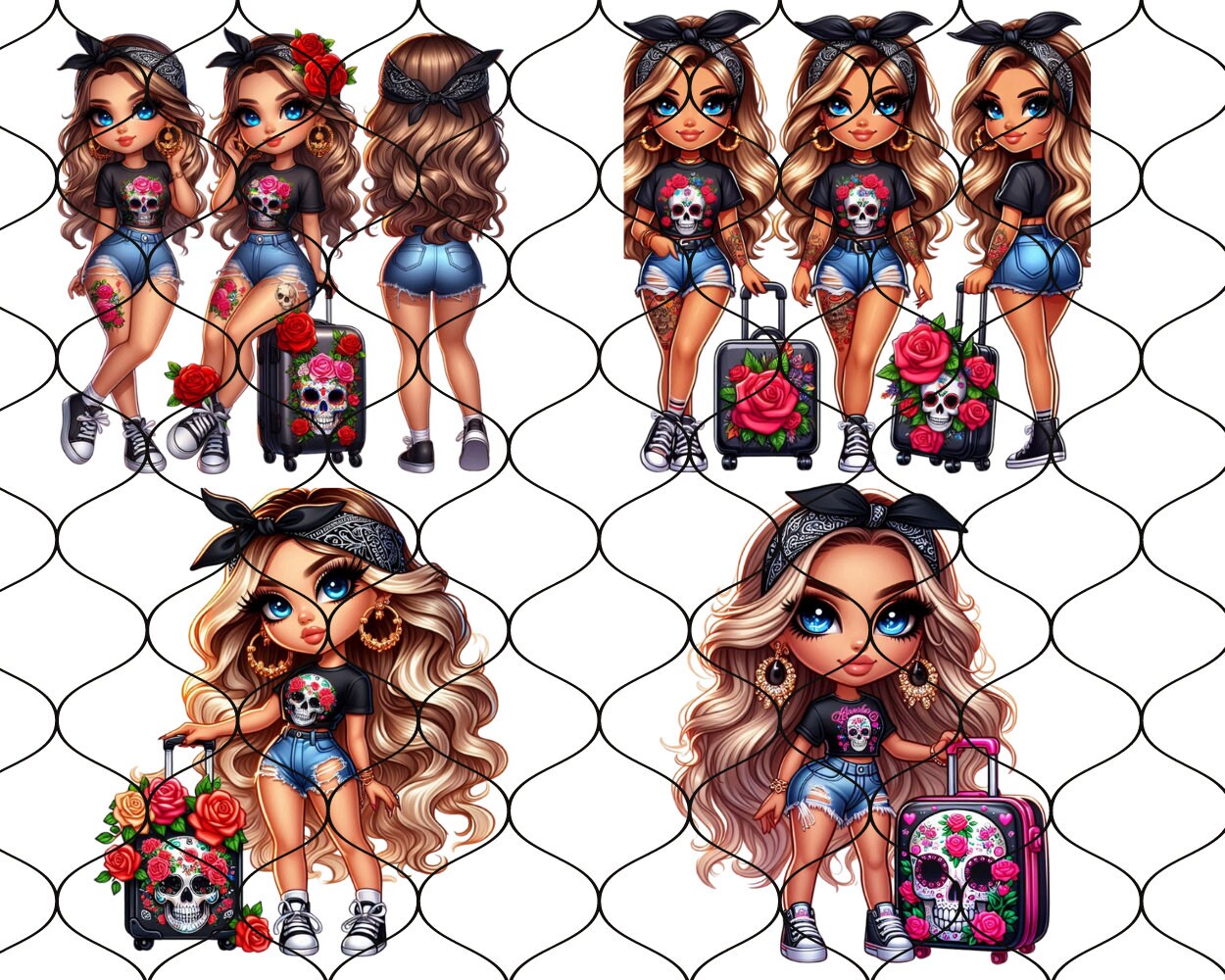 Chibi Travel Blonde Chicana, 30 PNG, Chicana Png, Travel Girl Clipart ...