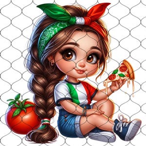 Chibi Cute Italian Baby Girl Clipart, 30 PNG, Italy Png, Italy Flag Png ...