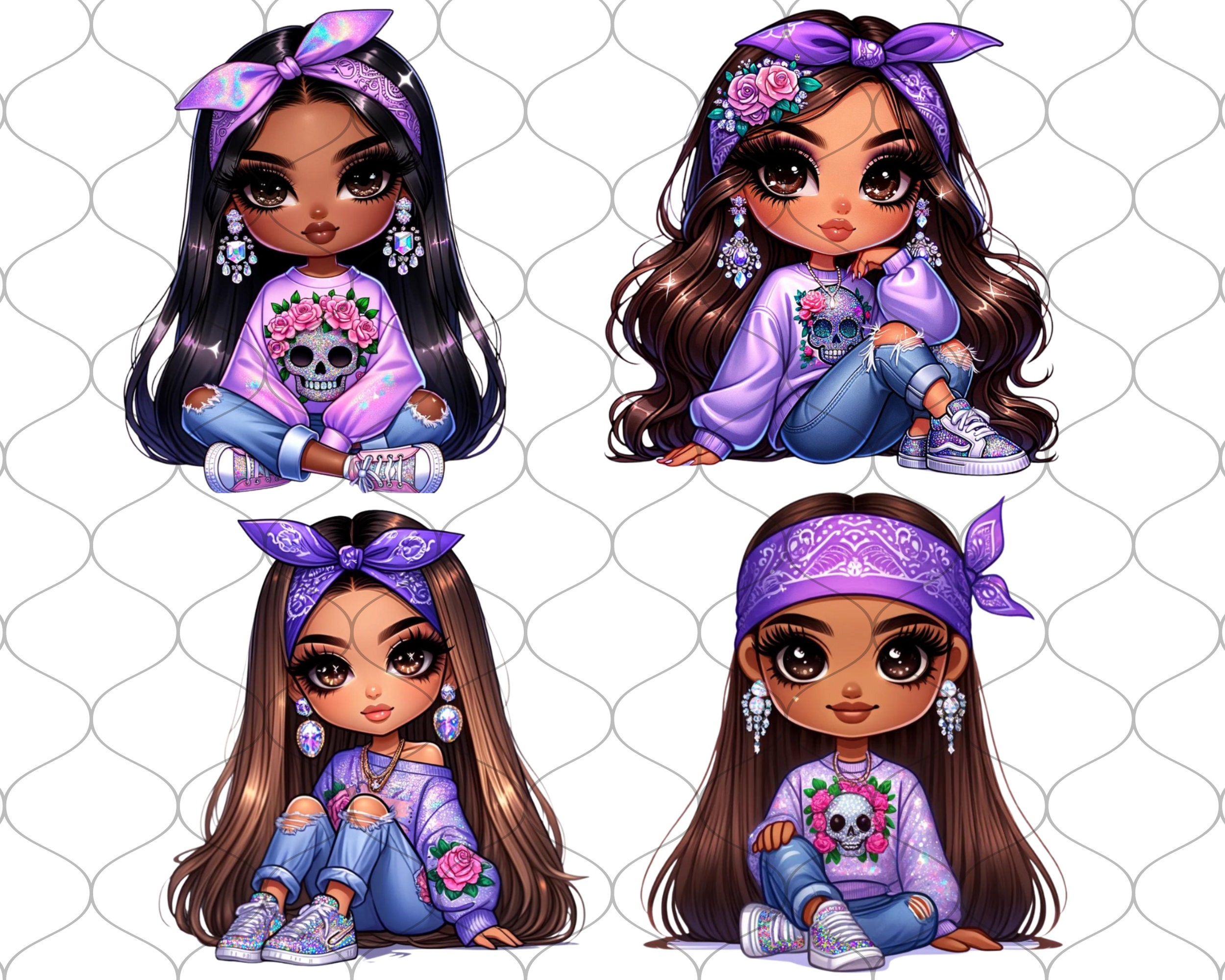 Chibi Cute Chicana Girl, 30 PNG, Chicana Clipart, Chibi Dolls Png ...