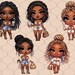 Chibi Boho Ladies, 40 Png, Boho Girl Png, Black Women Clipart, Black ...