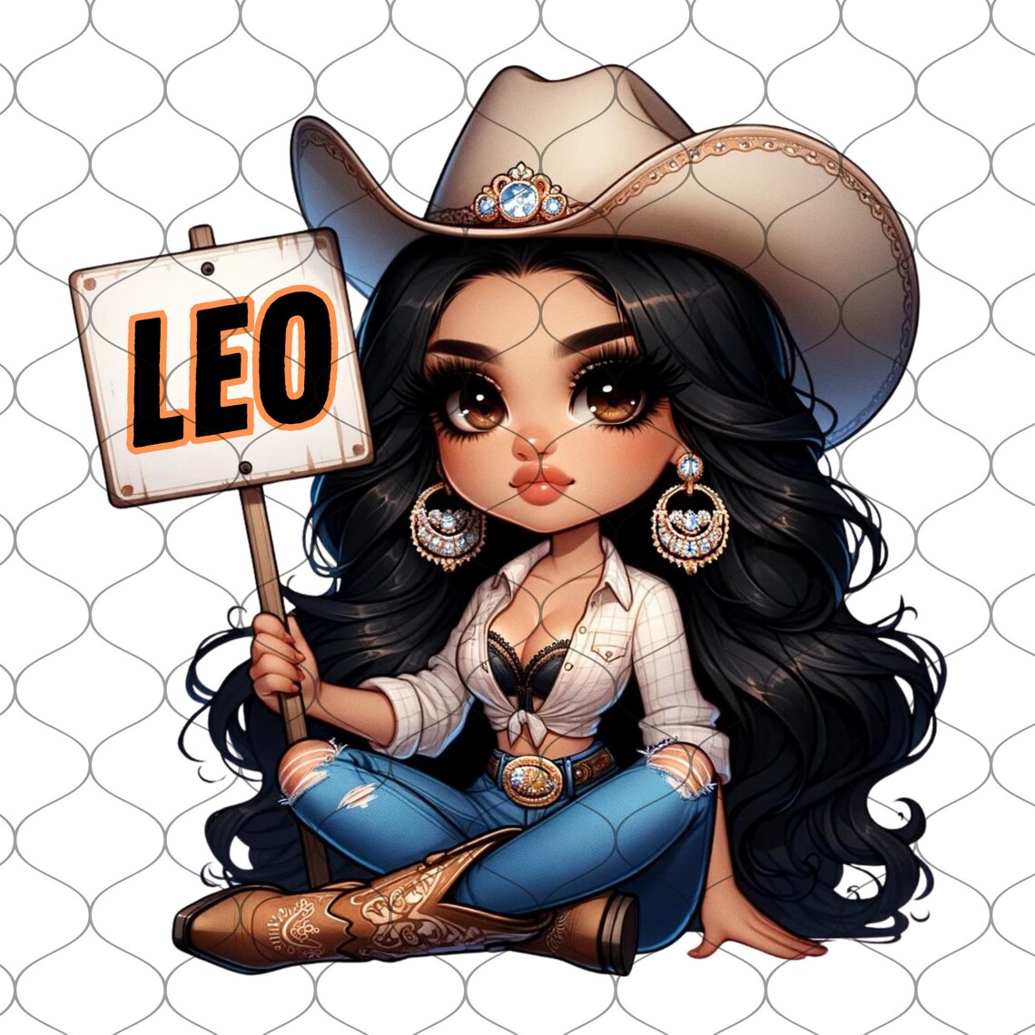 Chibi Latina Zodiac Girl Png, 12 Png, Chibi Latina Cowgirl, Western ...