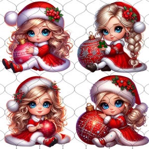 Lovely Little Santa Baby Girl Blonde-haired, 25 PNG, Diamond Bauble ...