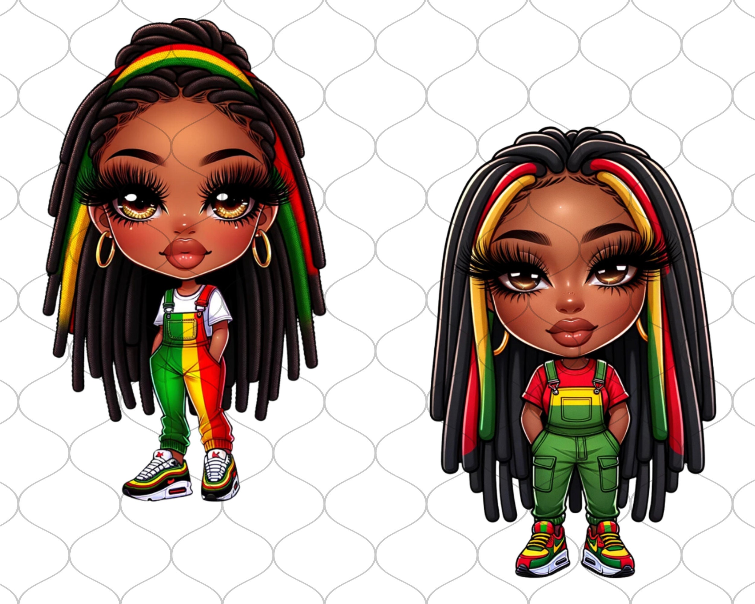 Chibi Rasta Beauty, 20 PNG, Curvy Chibi African American Woman,hot ...