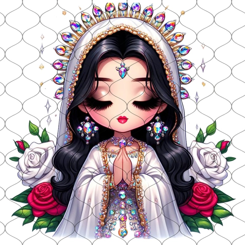 Chibi Cute Diamond Our Lady, 12 Png, Virgin Mary Png, Mother of God ...