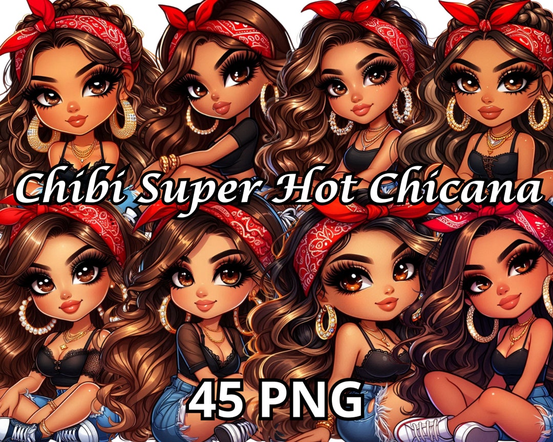 Chibi Super Hot Chicana, 45 PNG, Chicana Clipart, Chibi Dolls Png ...