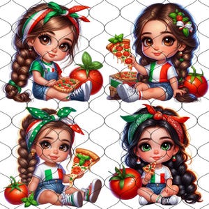 Chibi Cute Italian Baby Girl Clipart, 30 PNG, Italy Png, Italy Flag Png ...