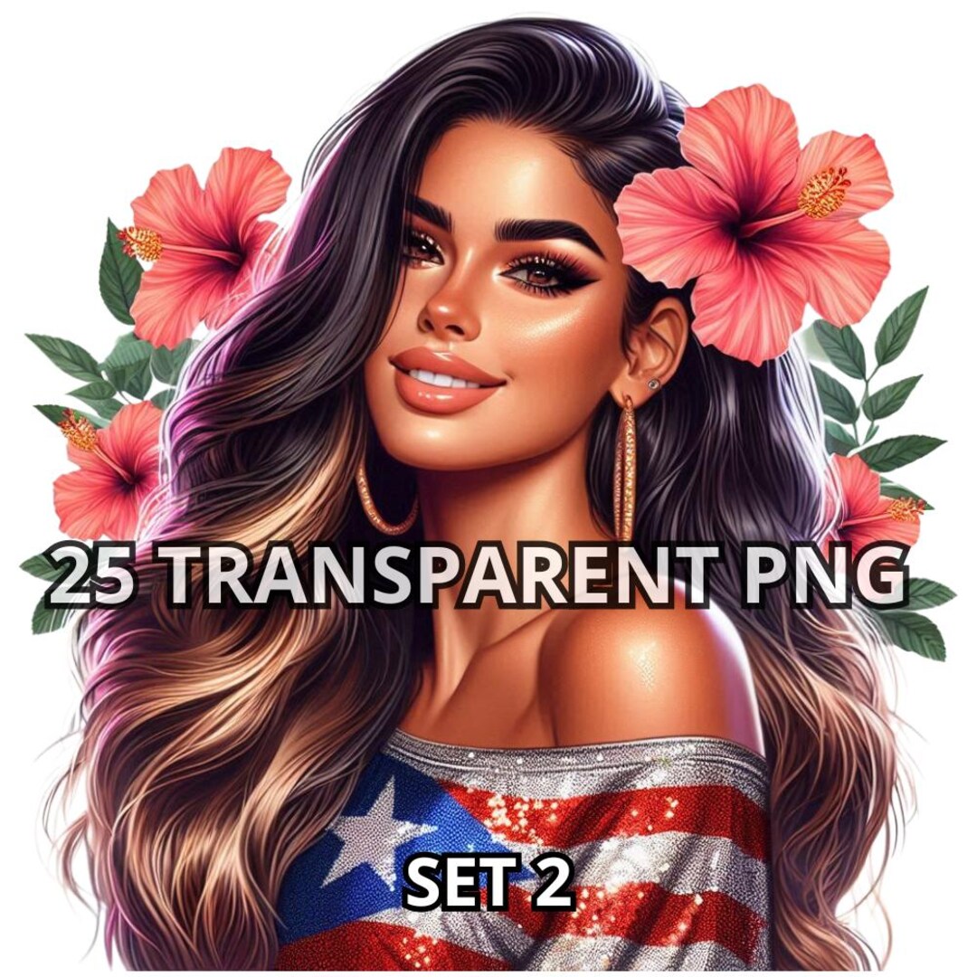 25 Gorgeous Puerto Rican Girl Set 2 Boricua Png Puerto Rico Clipart Boricua Clipart Puerto