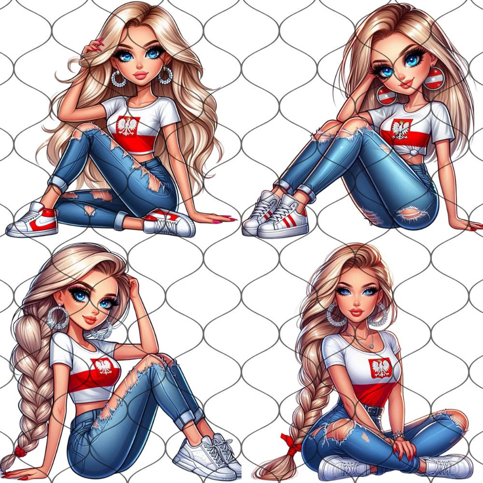 Gorgeous Blonde Chibi Girl - Poland,30 PNG, Polish Girl Png, Poland Png ...