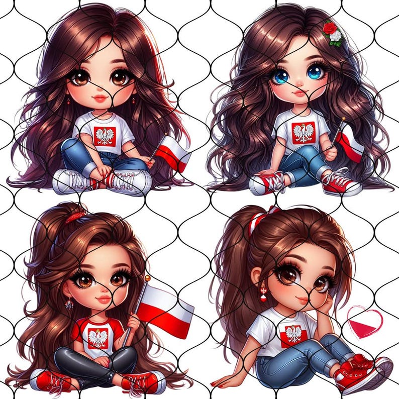 Chibi Cute Polish Brown Hair Baby Girl Clipart, 25 PNG, Poland Png ...