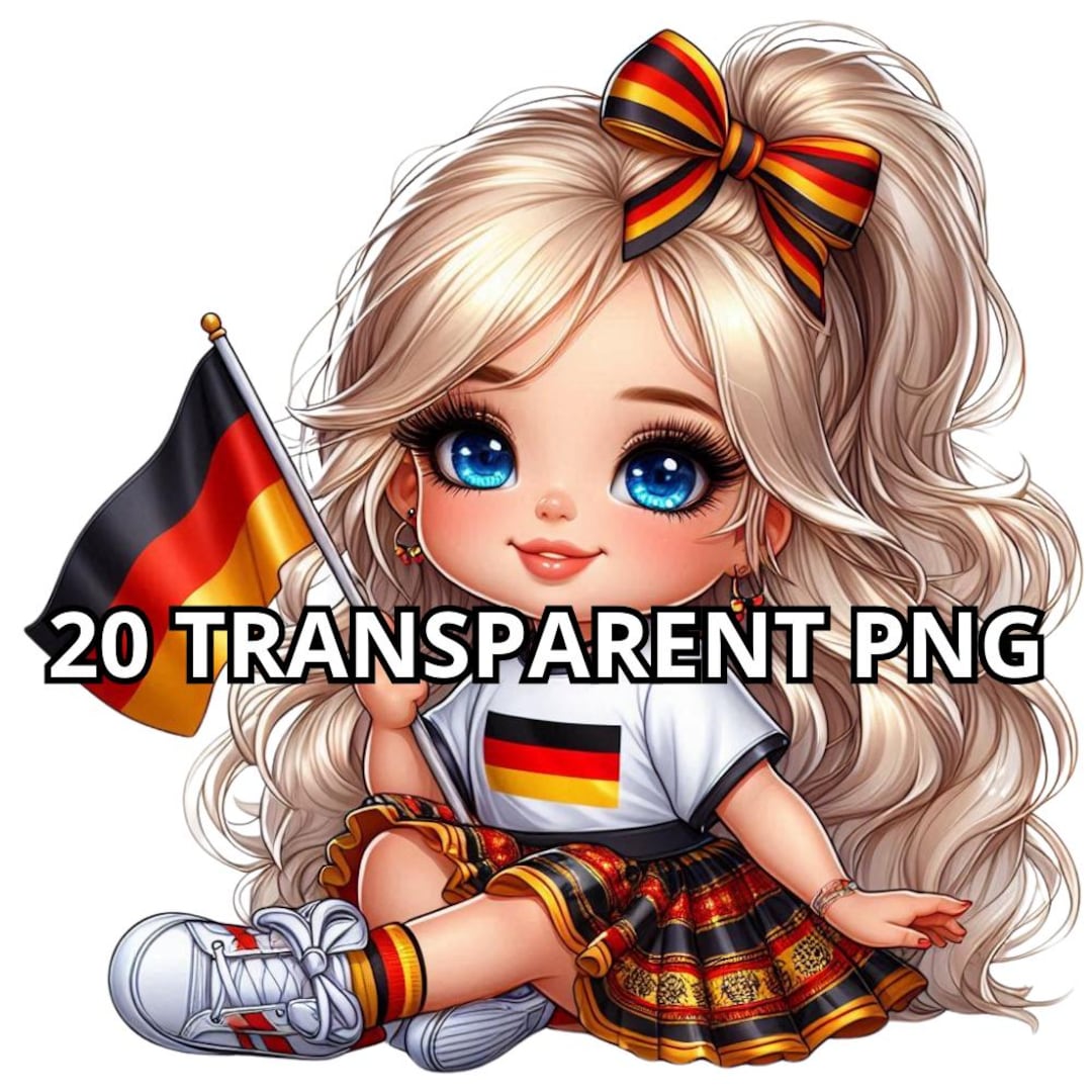 Chibi Cute German Blonde Baby Girl Clipart, 20 PNG, Germany Png, German ...