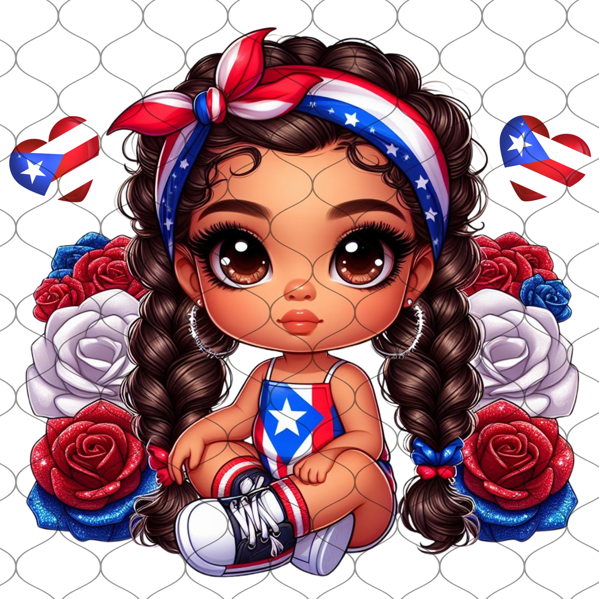 Chibi Cute Puerto Rican Baby Girl Png, 15 Png, Puerto Rico, Chibi Girl ...