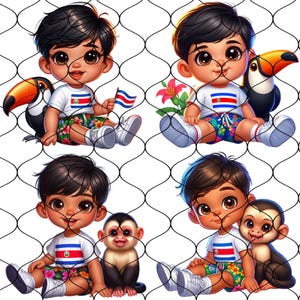 Chibi Cute Costa Rican Baby Boy Clipart, 25 PNG, Costa Rican Boy Png ...