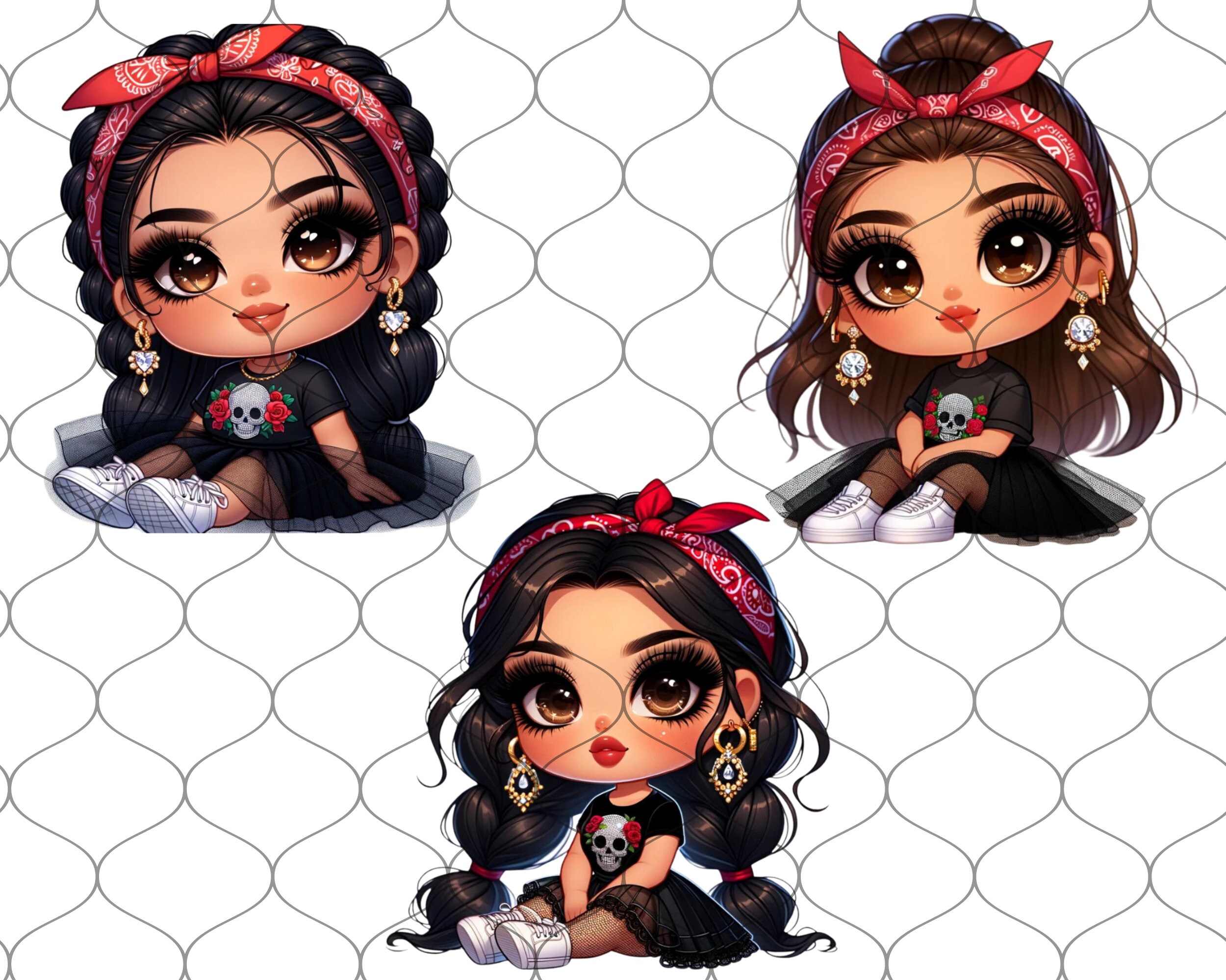 Chibi Cute Rock'n'roll Chicana, 25 PNG, Chicana Clipart,chibi Dolls Png ...
