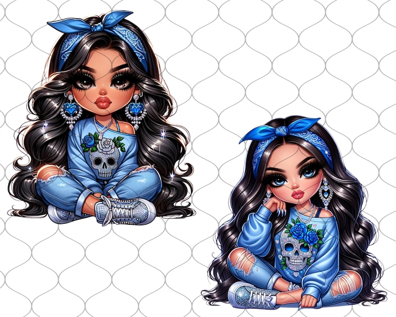 Chibi Cute Chicana Girl, 26 PNG, Chicana Clipart, Chibi Dolls Png ...
