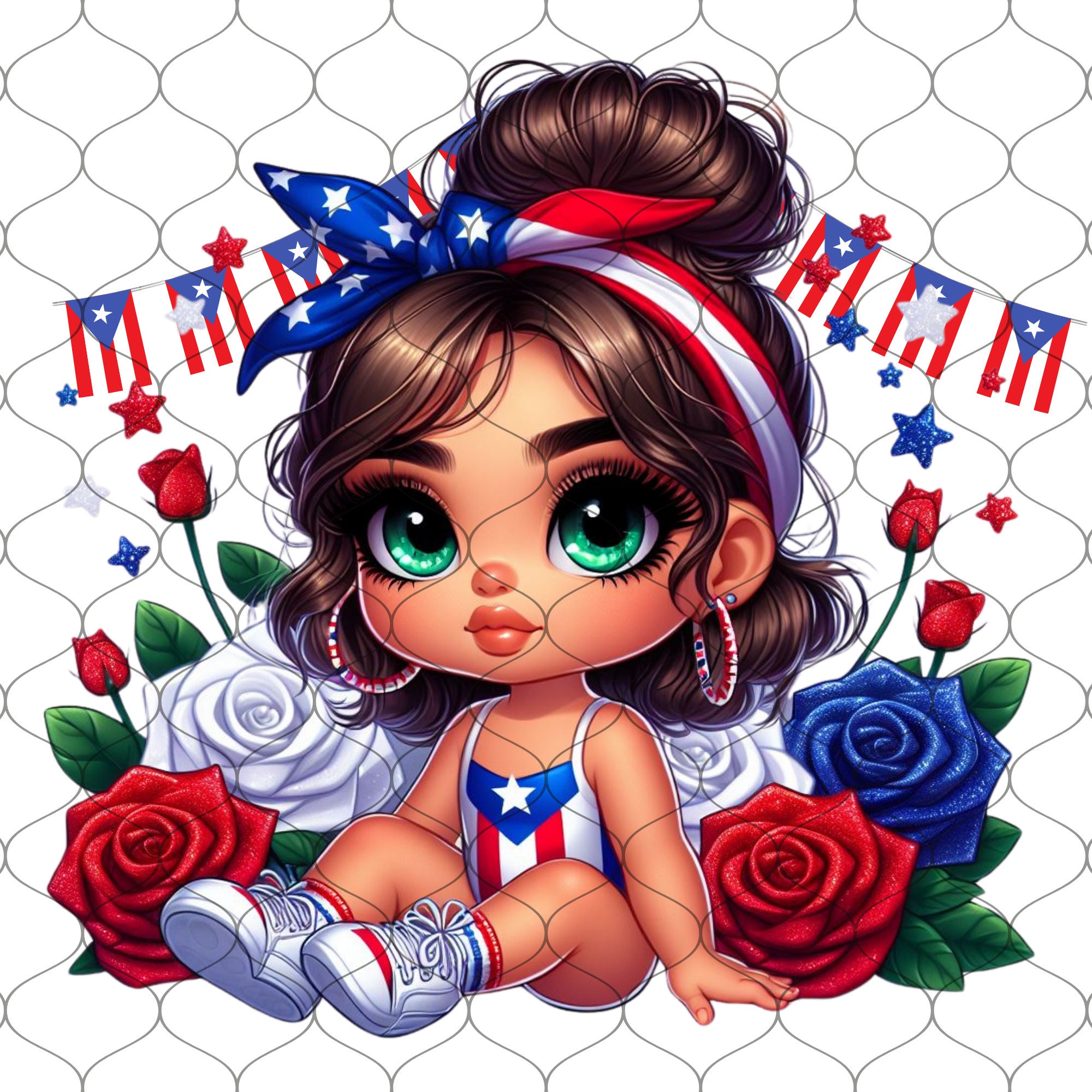 Chibi Cute Puerto Rican Baby Girl Png, 15 Png, Puerto Rico, Chibi Girl ...