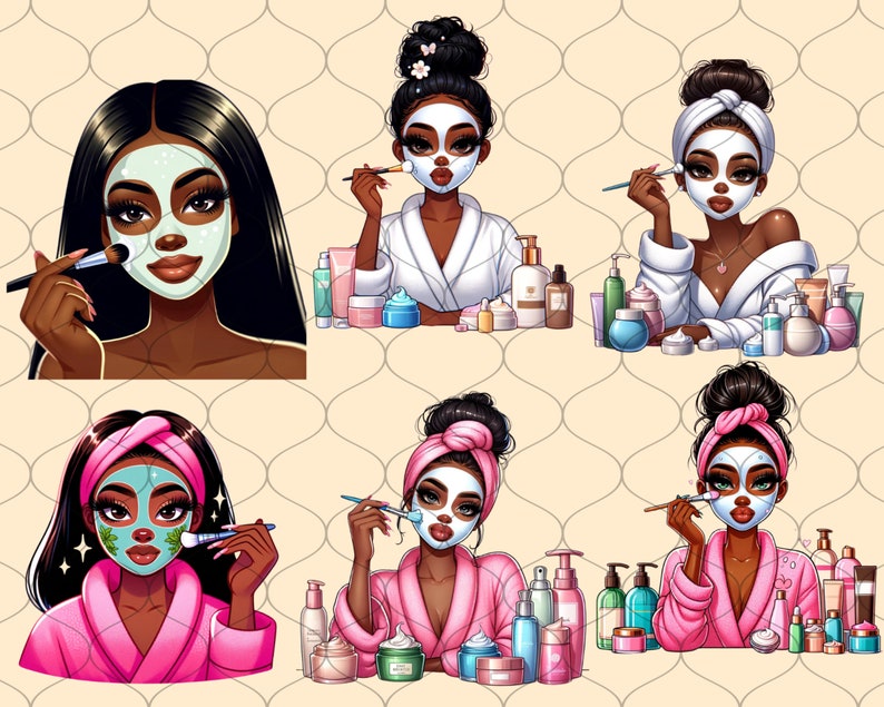 Self Love Clipart, Self Care Png, 50 PNG, Relax Clipart, Black Girl ...