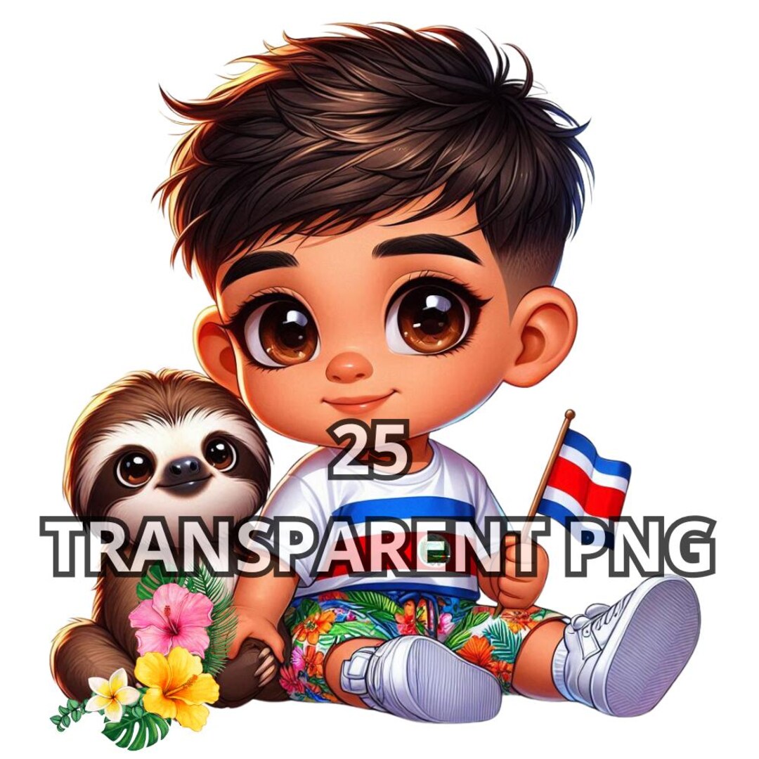 Chibi Cute Costa Rican Baby Boy Clipart, 25 PNG, Costa Rican Boy Png ...