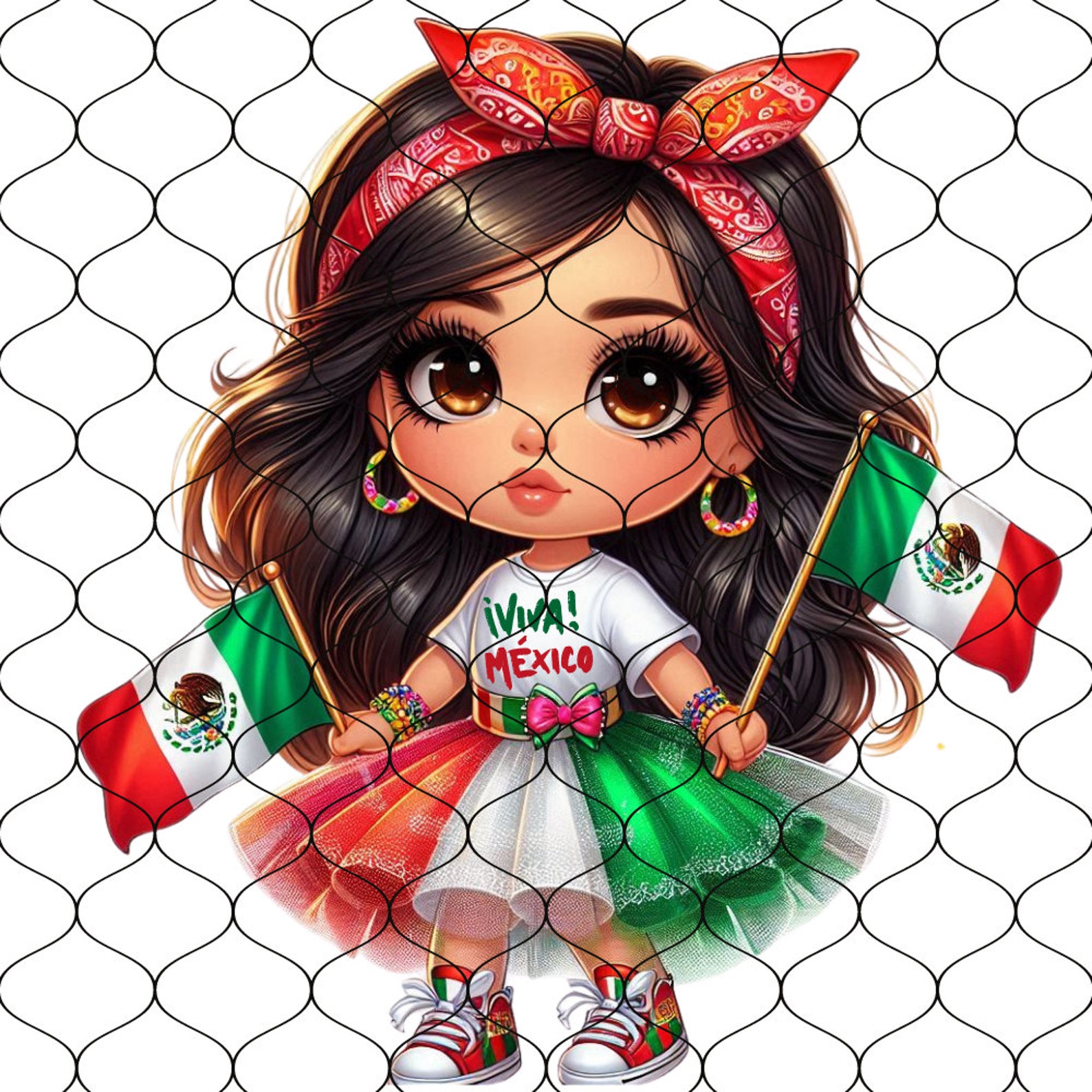 Super Cute Chibi Mexican Girl Clipart, 20 PNG, Latina Princess Clipart ...