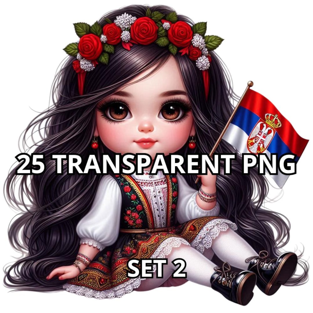 25 PNG Chibi Cute Serbian Baby Girl Set 2, Serbia Png, Serbian Girl ...