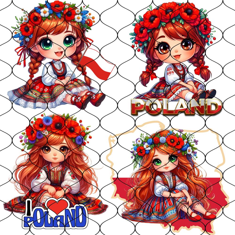 Chibi Cute Polish Red Hair Baby Girl Clipart, 25 PNG, Poland Png ...