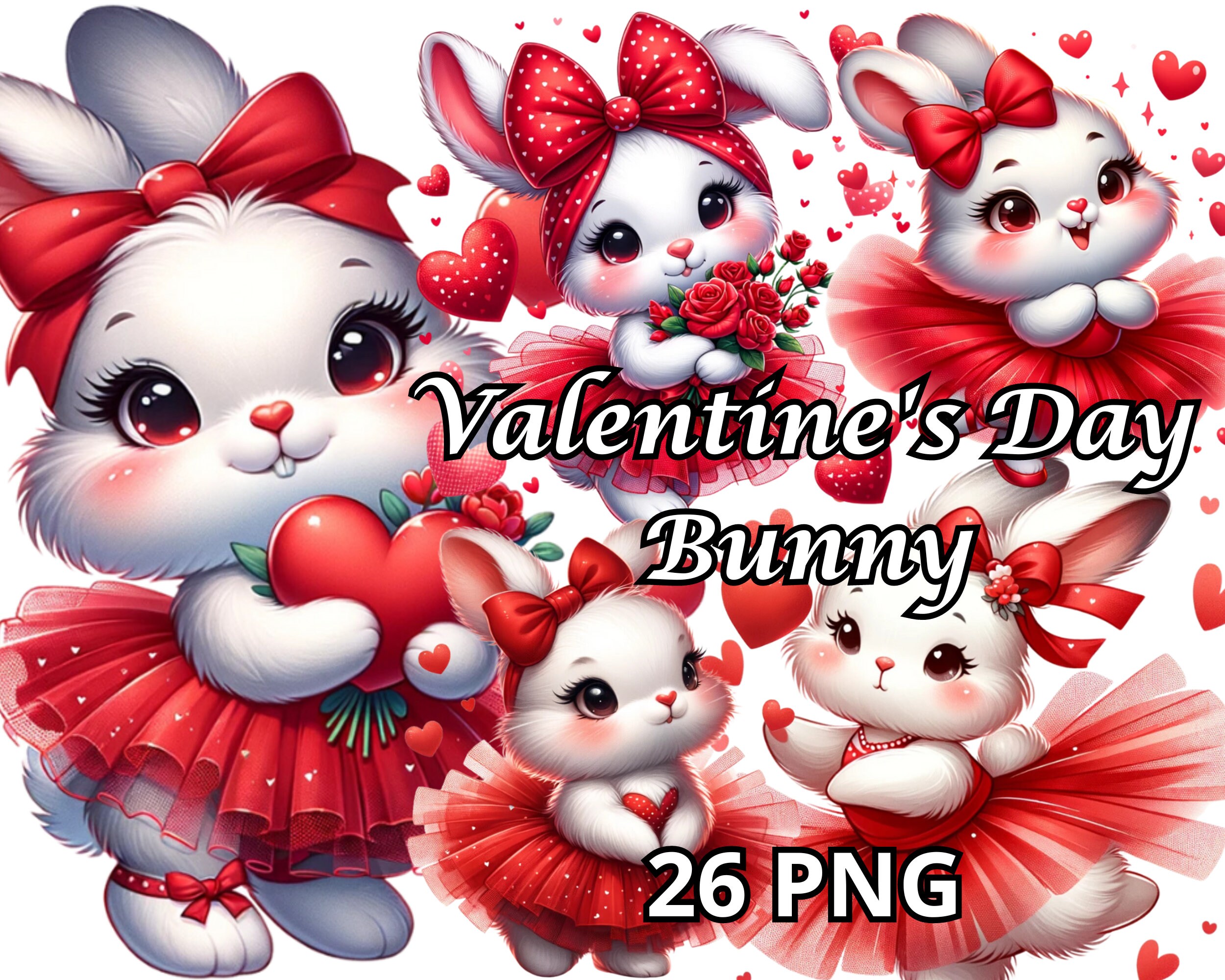 Valentine's Day Bunny, 26 PNG, Bunny Clipart, Rabbit Clipart, Cute ...