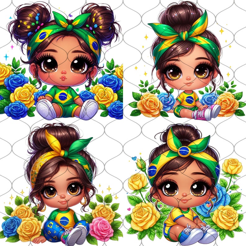 Chibi Cute Brazilian Baby Girl Png, 20 PNG, Brazil Clipart, Chibi Girl ...