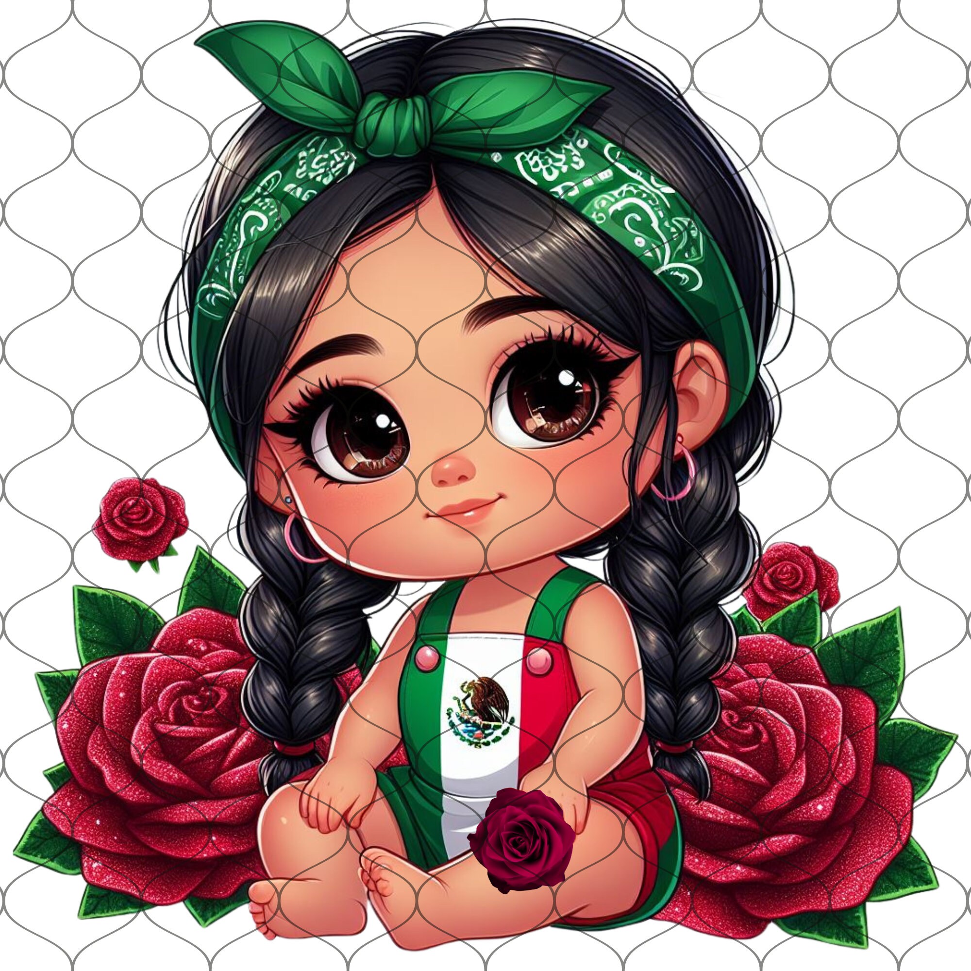Super Cute Chibi Mexican Girl Clipart, 15 PNG, Latina Princess Clipart ...