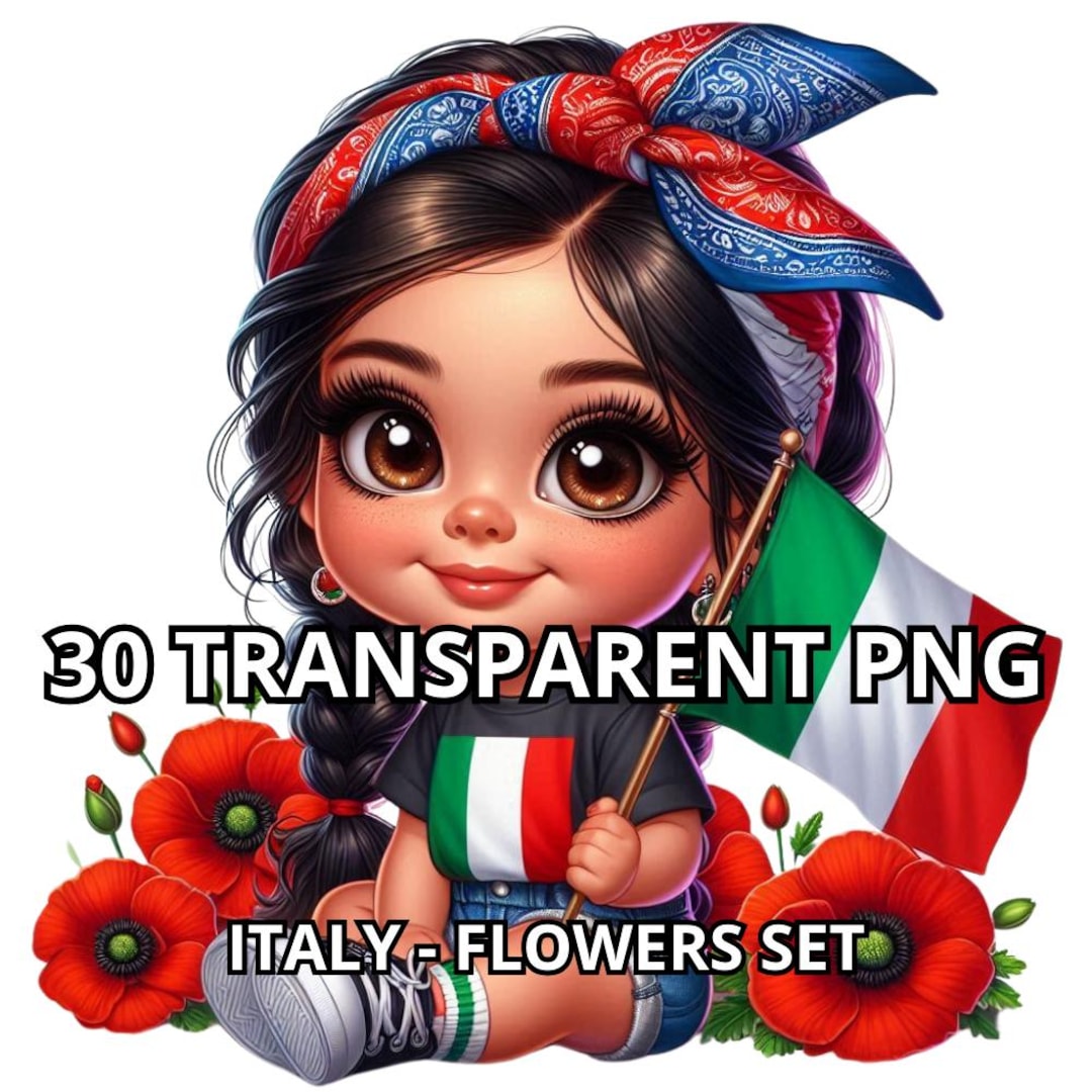 Chibi Cute Italian Baby Girl Png, 30 Png, Italy Png, Italy Flag Png ...