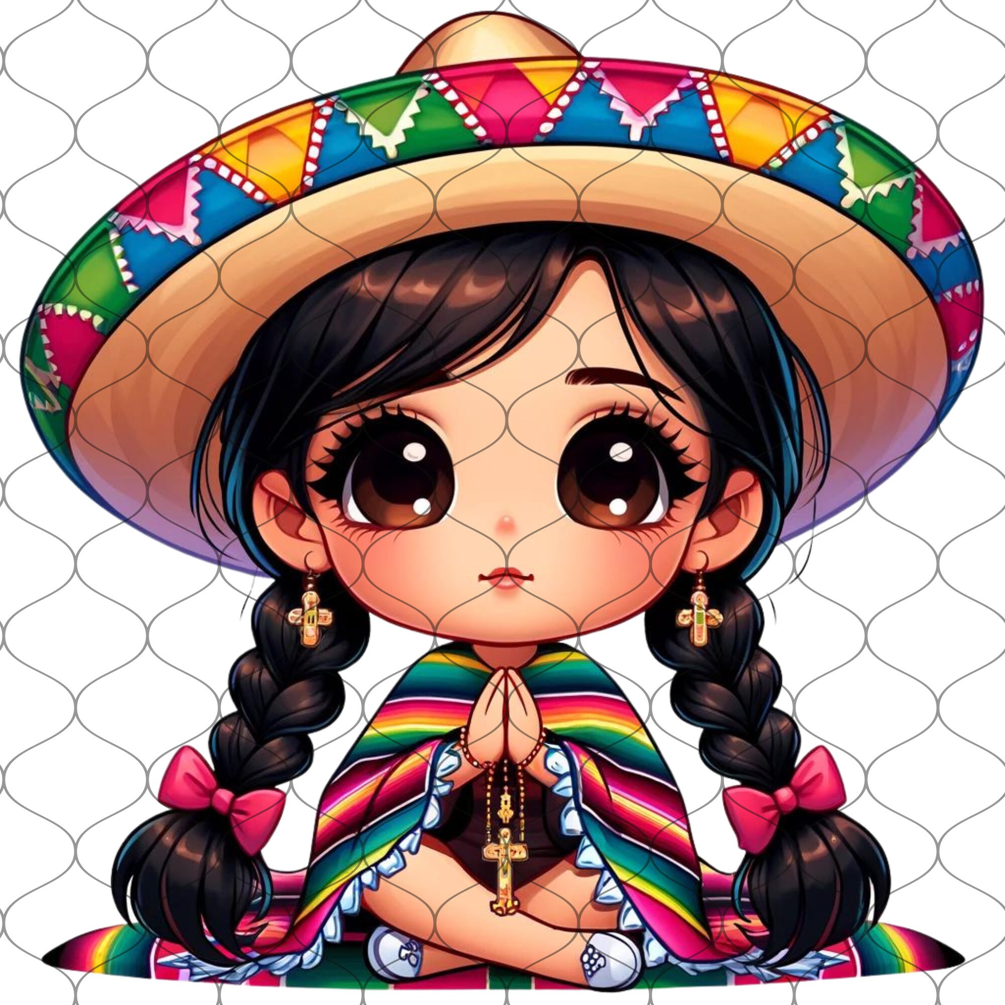 Super Cute Chibi Mexican Girl Clipart, 11 PNG, Latina Princess Clipart ...