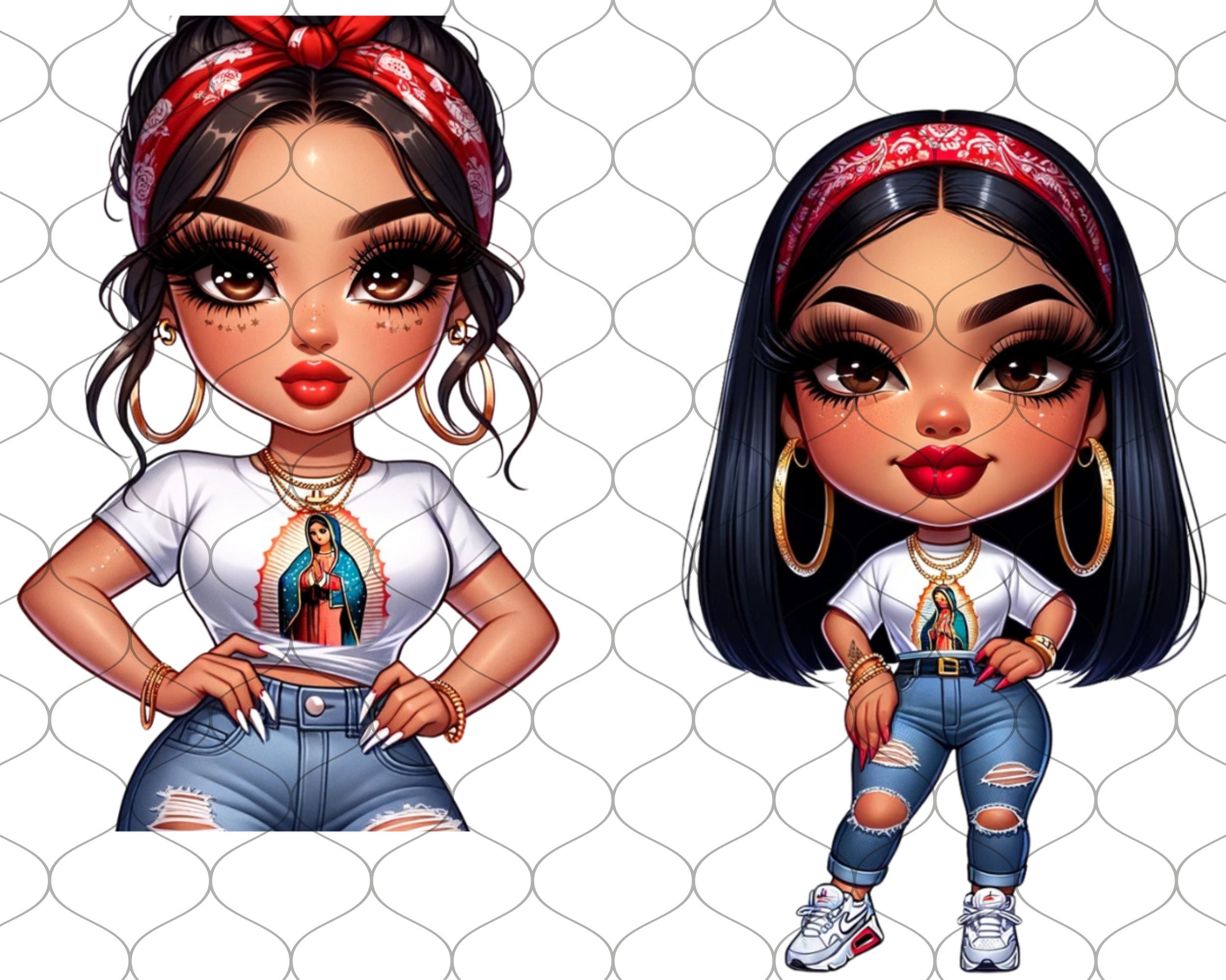 Chibi Cute Chicana Girl, 25 PNG, Chicana Clipart, Chibi Dolls Png ...