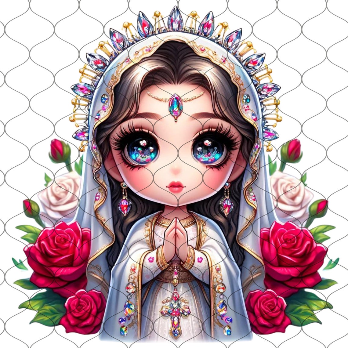 Chibi Cute Diamond Our Lady, 12 Png, Virgin Mary Png, Mother of God ...